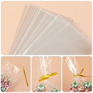 Artby7 Halloween Treat Candy Bag, 100 Pack 6x10 Clear Plastic Cellophane Bags with 3" Twist Ties Goodie Bags | Cookie Bags | Clear Gift Bags | Cellophane Treat Bags Wrappers