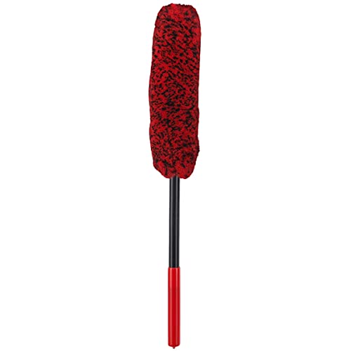 Siomiy Car Wheel Cleaning Brush, Extended Reach Wheel Brush with Long Handle Bendable Car Cleaner Brush Synthetic Wool Car Cleaning Duster for Cleaning Wheels, Rims, Exhaust Tips. (Red-L)