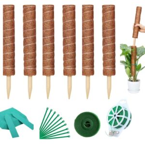 moss pole for plants monstera, 69 inch plant support stakes for indoor plants, 6 pcs 15.7inch plant moss poles for indoor potted climbing plants creepers, plant sticks coco coir pole