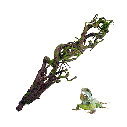 BNOSDM Reptile Bend-A-Branch Vines with Moss Bendable Jungle Climbing Vine Pet Habitat Decor for Bearded Dragons Chameleon Geckos Snakes Lizards Frogs