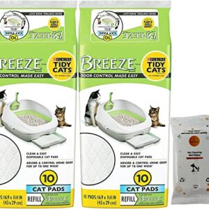 Tidy Cats Breeze Pads Refill Pack (2) 10 Count Pouches with Aurora Pet Wet Wipes