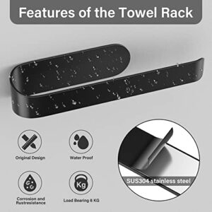 Towel Racks for Bathroom, Oukimly Self Adhesive Towel Bar SUS304 Stainless Steel Hand Towel Holder Wall Mounted Towel Storage Rack for Bath Kitchen (9.2Inch, Matte Black)