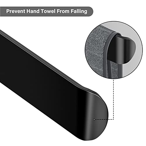 Towel Racks for Bathroom, Oukimly Self Adhesive Towel Bar SUS304 Stainless Steel Hand Towel Holder Wall Mounted Towel Storage Rack for Bath Kitchen (9.2Inch, Matte Black)