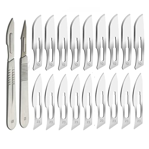 Modelcraft Tool Hobby Knife Set with No 10 and 23 (10 Each) Sterile Scalpel Blades for Cutting Materials Paper Leather,DIY Art,Modelling,Dissection,Podiatry,Electronics Repair,Surgery,Laboratories