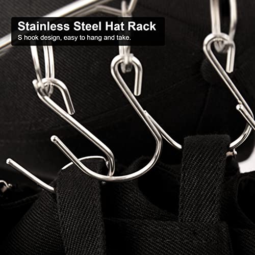 BEVIEVER Hat Rack for Baseball Caps, Stainless Steel Hat Organizer with 12 S Hooks, Hat Storage for Baseball Caps Set of 2, No Hats Included