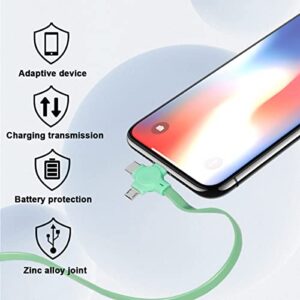 2 Pack 3 in 1 Multi Retractable Charging Cable, Three in One Charging Cable Roll, Multi Retractable USB Cable Charger Cable with Micro USB IP Type C Connectors