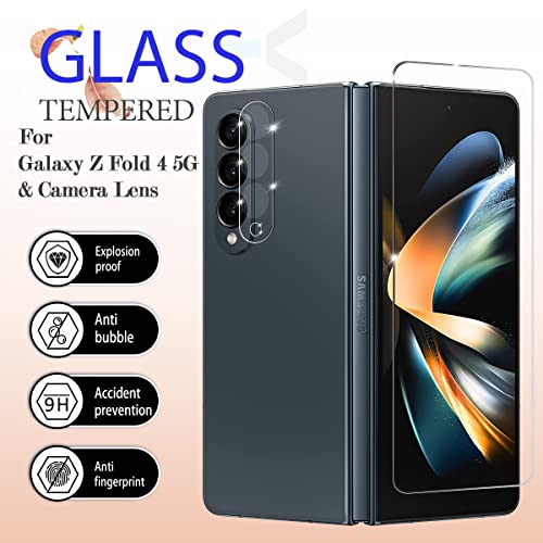 Galaxy Z Fold 4 5G Screen Protector + Camera Lens Protectors By YEYEBF, [2+2 Pack] Full Coverage Tempered Glass Screen Protector for Galaxy Z Fold 4 [Case-Friendly][Anti-Shatter][3D Glass]