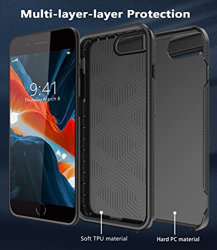 Dewfoam for iPhone 8 Plus/iPhone 7 Plus Case, Protective Shockproof Phone Cover Case para for iPhone 8plus / iPhone 7 Plus Black