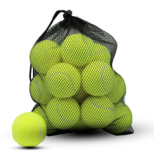 ZHUOKECE Tennis Balls, 18 Pack Training Tennis Balls Practice Balls with Mesh Bag for Easy Transport, Pet Dog Playing Balls, fit for Beginner Training Ball (Green)