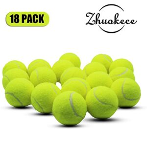 ZHUOKECE Tennis Balls, 18 Pack Training Tennis Balls Practice Balls with Mesh Bag for Easy Transport, Pet Dog Playing Balls, fit for Beginner Training Ball (Green)