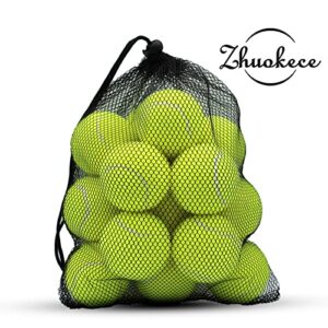 ZHUOKECE Tennis Balls, 18 Pack Training Tennis Balls Practice Balls with Mesh Bag for Easy Transport, Pet Dog Playing Balls, fit for Beginner Training Ball (Green)