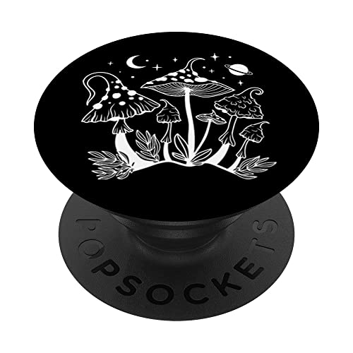 Silhouette Mystical Mushroom With Moon Stars PopSockets Swappable PopGrip