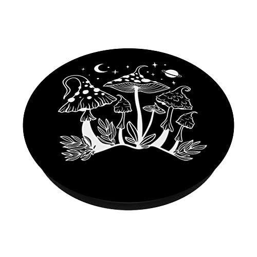 Silhouette Mystical Mushroom With Moon Stars PopSockets Swappable PopGrip