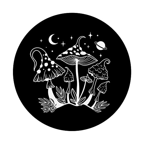 Silhouette Mystical Mushroom With Moon Stars PopSockets Swappable PopGrip