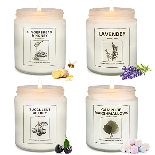 Scented Candles Sets, Candles for Home Scented,Made with Natural Soy Wax & Essential Oils, 35 Hour Burn Time,4 x 7.1 Oz Aromatherapy Candle Gifts for Birthday Women Mom Best Friends.