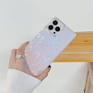 YeLoveHaw Designed for iPhone 14 Pro Max Case for Women Girls, Glitter Pearly-Lustre Shell Colorful Shiny Laser Chippy Pattern, Right-Angled Slim Protective Phone Cover for iPhone 14ProMax(Fragment)