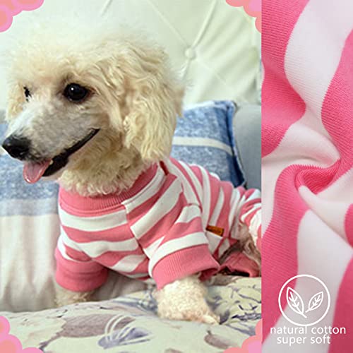 Uadonile Dog Pajamas,95% Cotton Thermal Jumpsuit,Comfortable Striped PJS,Size from XS-XXXL,for Small Large Dog Breeds,Pink,Large,L.