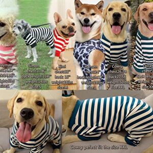 Uadonile Dog Pajamas,95% Cotton Thermal Jumpsuit,Comfortable Striped PJS,Size from XS-XXXL,for Small Large Dog Breeds,Pink,Large,L.