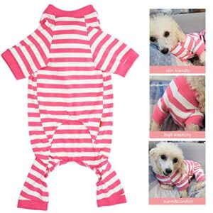 Uadonile Dog Pajamas,95% Cotton Thermal Jumpsuit,Comfortable Striped PJS,Size from XS-XXXL,for Small Large Dog Breeds,Pink,Large,L.