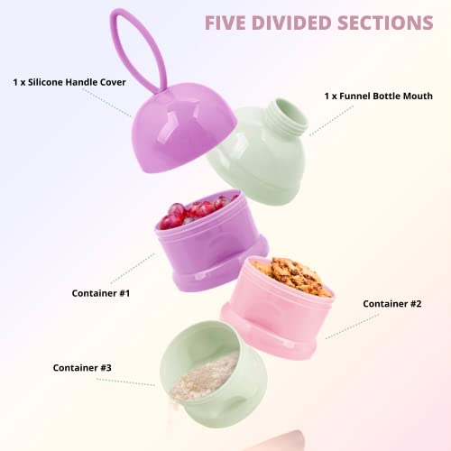 Ultra Diet Portion Control Container Set, Stackable and Detachable, Leak-Proof, Ideal for Weight Control or Storing Food, Snacks or Protein Powders, Bariatric Friendly, 6 Pieces Total (Pink-Brown)