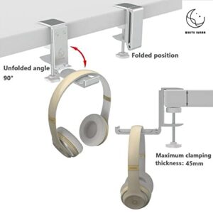 [White Lunar] Foldable Headphone Hanger, Handbag Hanger, Headphone Hanger Under Desk, Home Office and Work, Handbag Hanger, Gift for New Employee, Gift for co-Worker, Silver