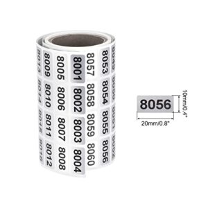 MECCANIXITY 8001 to 9000 Consecutive Number Stickers Inventory Label Black Numbers for Office Warehouse Numbering Classification