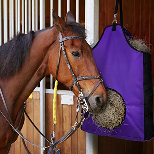 HIRQUITICKE Premium Durable Horse Slow Feed Hay Bag with Metal Snap Fastener and Heavy Adjustable Strap