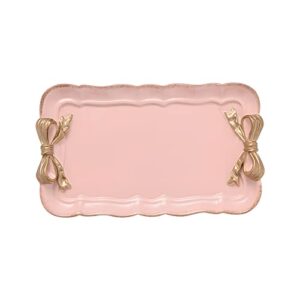 ainovi decorative tray, vanity tray perfume tray jewelry tray ring dish trinket tray chain earring trays key tray bathroom tray kitchen tray vintage resin plate for home decor dresser decor (pink)