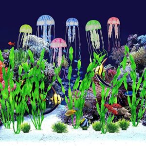 begondis 18pcs artificial jelly fish artificial aquarium plants plants set, fake aquatic plastic plants artificial fish tank plants for aquarium decorations