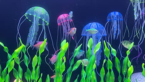 BEGONDIS 18Pcs Artificial Jelly Fish Artificial Aquarium Plants Plants Set, Fake Aquatic Plastic Plants Artificial Fish Tank Plants for Aquarium Decorations