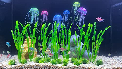 BEGONDIS 18Pcs Artificial Jelly Fish Artificial Aquarium Plants Plants Set, Fake Aquatic Plastic Plants Artificial Fish Tank Plants for Aquarium Decorations