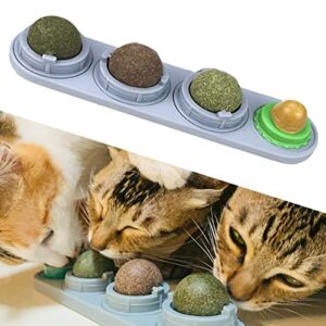 jltkj catnip ball toy cat mint wall ball catnip toys for cat teeth clean edible rotating removable catnip balls healthy natural cat treats