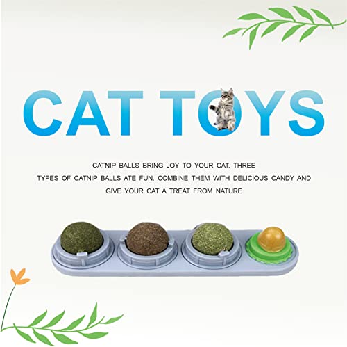 JLTKJ Catnip Ball Toy Cat Mint Wall Ball Catnip Toys for Cat Teeth Clean Edible Rotating Removable Catnip Balls Healthy Natural Cat Treats