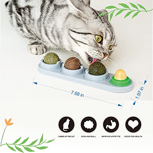 JLTKJ Catnip Ball Toy Cat Mint Wall Ball Catnip Toys for Cat Teeth Clean Edible Rotating Removable Catnip Balls Healthy Natural Cat Treats