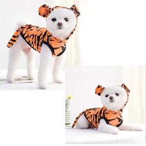 MQQYLBHDS Pet Tiger Costume for Small Dogs Cat Hoodies with Cute Ears and Tails Puppy Dogs Clothes Cartoon Spring Summer Hooded Sweatshirt for Cats Small Medium Dogs (A, Medium)