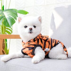 MQQYLBHDS Pet Tiger Costume for Small Dogs Cat Hoodies with Cute Ears and Tails Puppy Dogs Clothes Cartoon Spring Summer Hooded Sweatshirt for Cats Small Medium Dogs (A, Medium)