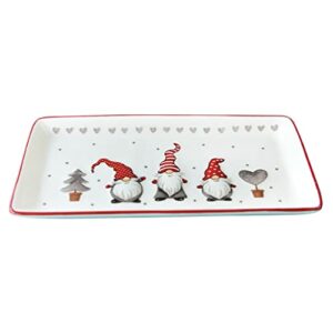 doitool ceramic christmas serving platter rectangular christmas gnome serving platter for serving food, nordic style christmas serving dish dinner plate for party entertaining appetizer