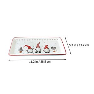 DOITOOL Ceramic Christmas Serving Platter Rectangular Christmas Gnome Serving Platter for Serving Food, Nordic Style Christmas Serving Dish Dinner Plate for Party Entertaining Appetizer