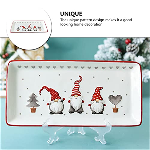 DOITOOL Ceramic Christmas Serving Platter Rectangular Christmas Gnome Serving Platter for Serving Food, Nordic Style Christmas Serving Dish Dinner Plate for Party Entertaining Appetizer