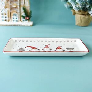 DOITOOL Ceramic Christmas Serving Platter Rectangular Christmas Gnome Serving Platter for Serving Food, Nordic Style Christmas Serving Dish Dinner Plate for Party Entertaining Appetizer