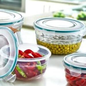 Plastart Food Storage Containers Airtight Plastic for Pantry & Kitchen Organization, Snack Bins with Latching Lids- Clear Dishwasher Safe, Doesn't Absorb Odors 1 LT (LC-105)