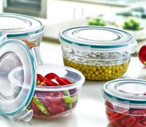 Plastart Food Storage Containers Airtight Plastic for Pantry & Kitchen Organization, Snack Bins with Latching Lids- Clear Dishwasher Safe, Doesn't Absorb Odors 1 LT (LC-105)