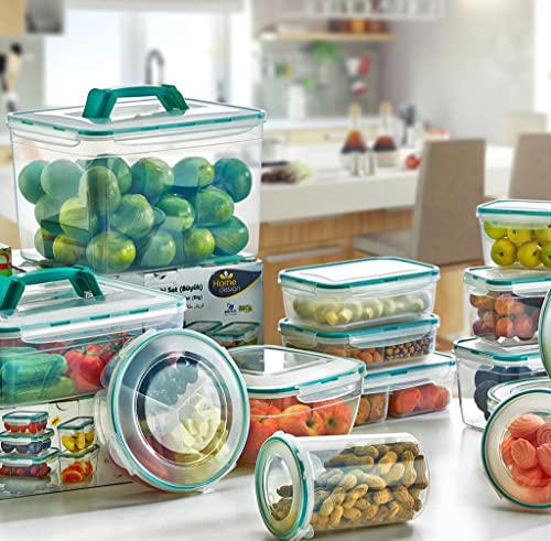 Plastart Food Storage Containers Airtight Plastic for Pantry & Kitchen Organization, Snack Bins with Latching Lids- Clear Dishwasher Safe, Doesn't Absorb Odors 1 LT (LC-105)