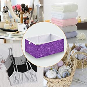 Kigai Purple Glitter Sequins Cabinet Storage Basket, 15.75 x 10.63 x 6.96 inches, Collapsible Closet Storage Bins for Home Bedroom Office