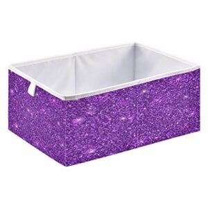 Kigai Purple Glitter Sequins Cabinet Storage Basket, 15.75 x 10.63 x 6.96 inches, Collapsible Closet Storage Bins for Home Bedroom Office