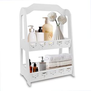 bathroom shelf organizer,2 tier bathroom countertop organizer,counter organizer,makeup and cosmetic counter standing rack cosmetic holder,kitchen standing spice rack flukin