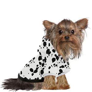 fashion pet dog hoodies, animal dalmatian print hoodie puppy winter halloween cosplay clothes sweaters outfits pullover doggie sweatshirt for small dog xs