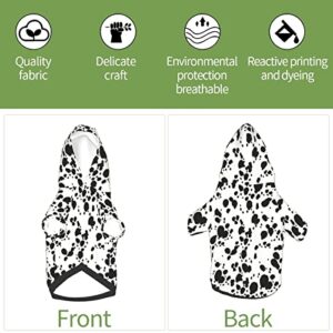 Fashion Pet Dog Hoodies, Animal Dalmatian Print Hoodie Puppy Winter Halloween Cosplay Clothes Sweaters Outfits Pullover Doggie Sweatshirt for Small Dog XS