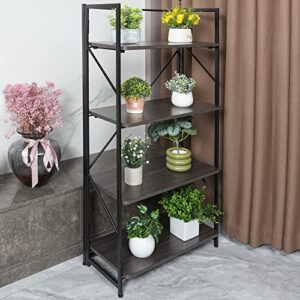 4 Tier Folding Bookshelf Modern Storage Shelves, Free Standing Display Shelf for Collectors, Easy Assembly Bookcase for Bedroom, Office, Pantry