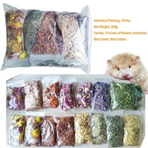 BUSOIYOU Natural Floral and Herbal Hamster Cage Decoration Supplies - Habitat Decoration for Hamsters, Gerbils, Degus or Other Small Pets (Flowers and Plants)